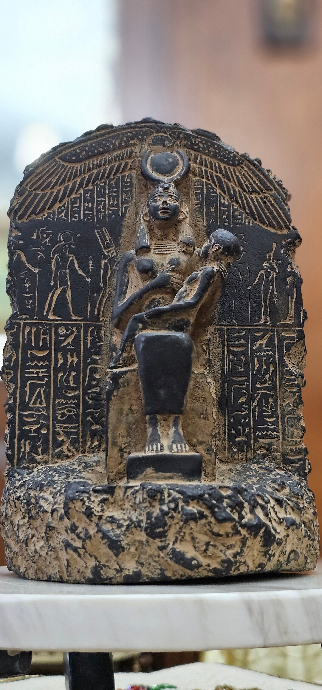 Goddess Isis Statue Breastfeeding God Horus in an Epic Scene ...