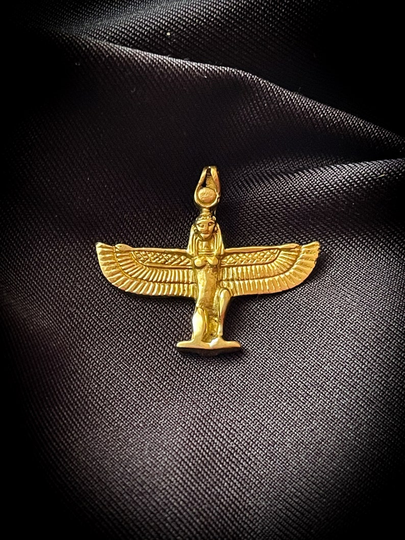 Ancient Egyptian Goddess Isis Pendant From Brass , Handmade Winged ...