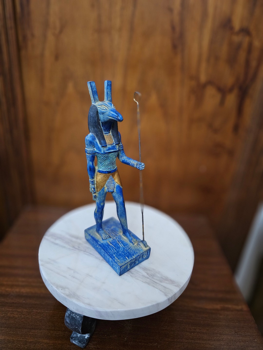 Egyptian God Seth Statue With Was Scepter , Handmade Egyptian Statue - Etsy