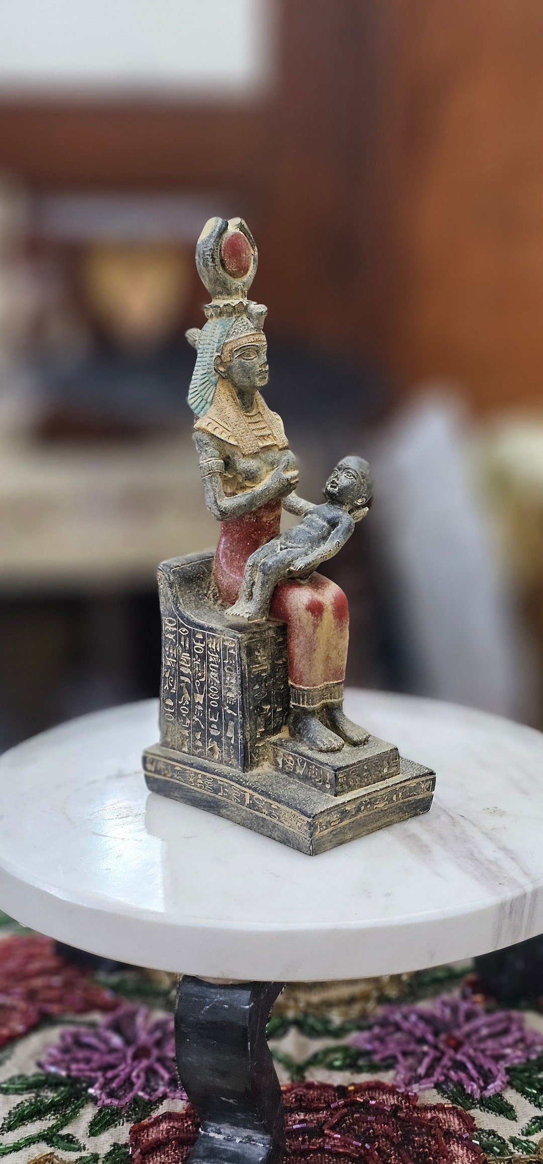 Goddess Isis Statue Breastfeeding God Horus in an Epic Scene ...