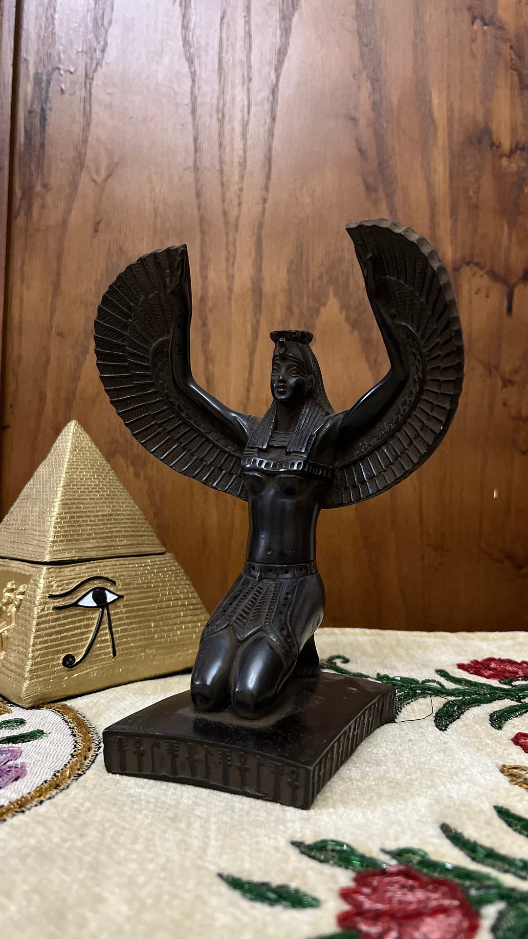 Egyptian Winged Goddess Isis Statue From Stone , Handmade Goddess ...