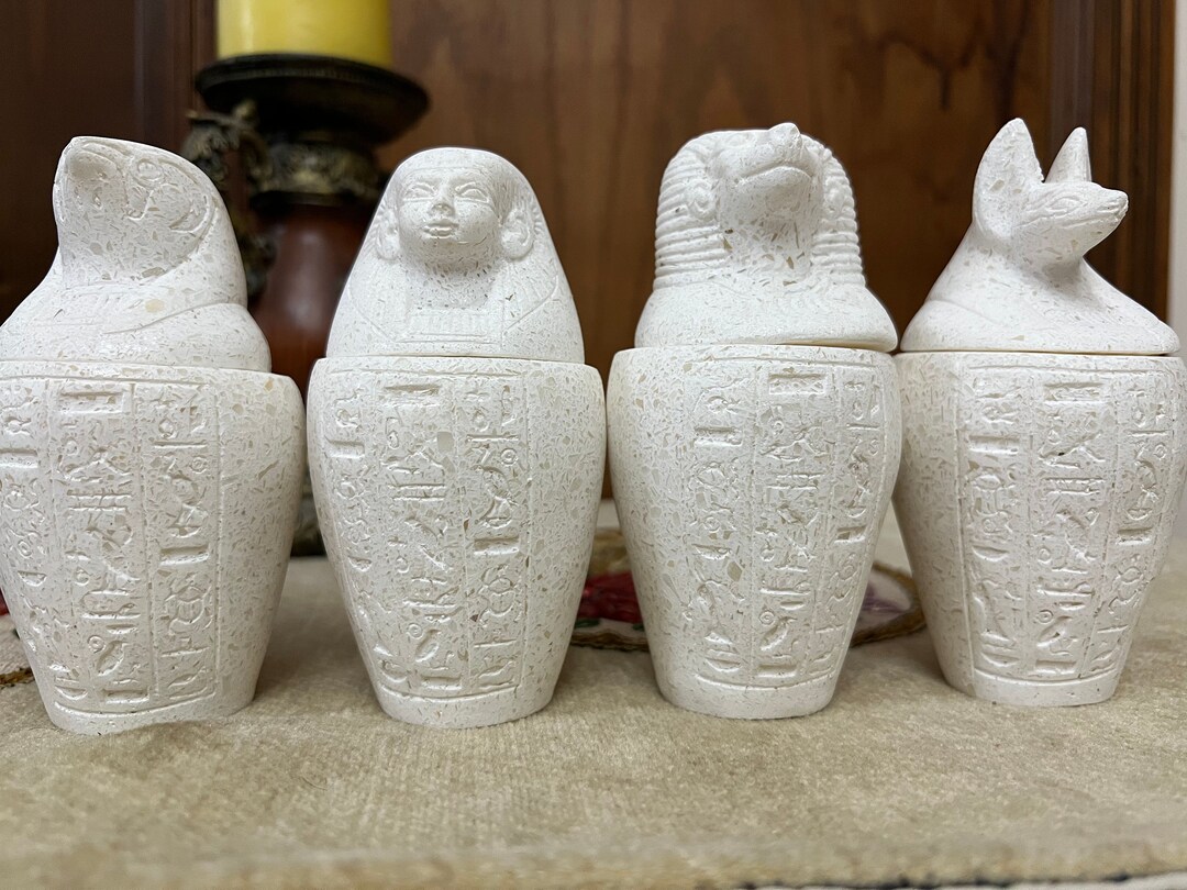 Egyptian Canopic Jars Used in Mummification From Alabaster - Etsy