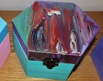 Painted wood box | Etsy