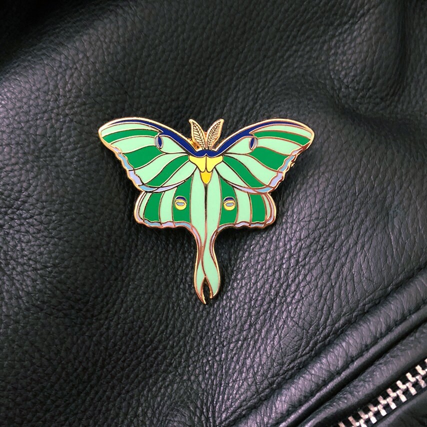 Luna Moth Enamel Lapel Pin 2 Wide Full Moon Hard Enamel - Etsy