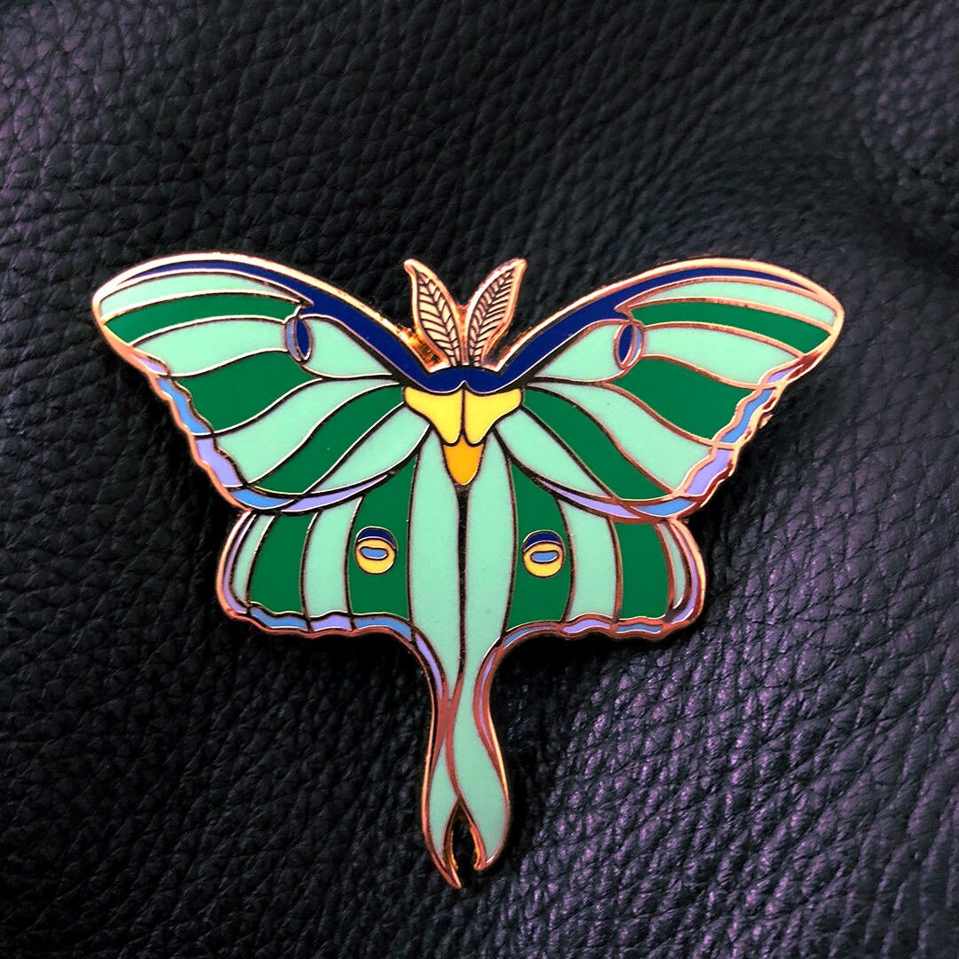 Luna Moth Enamel Lapel Pin 2 Wide Full Moon Hard Enamel - Etsy