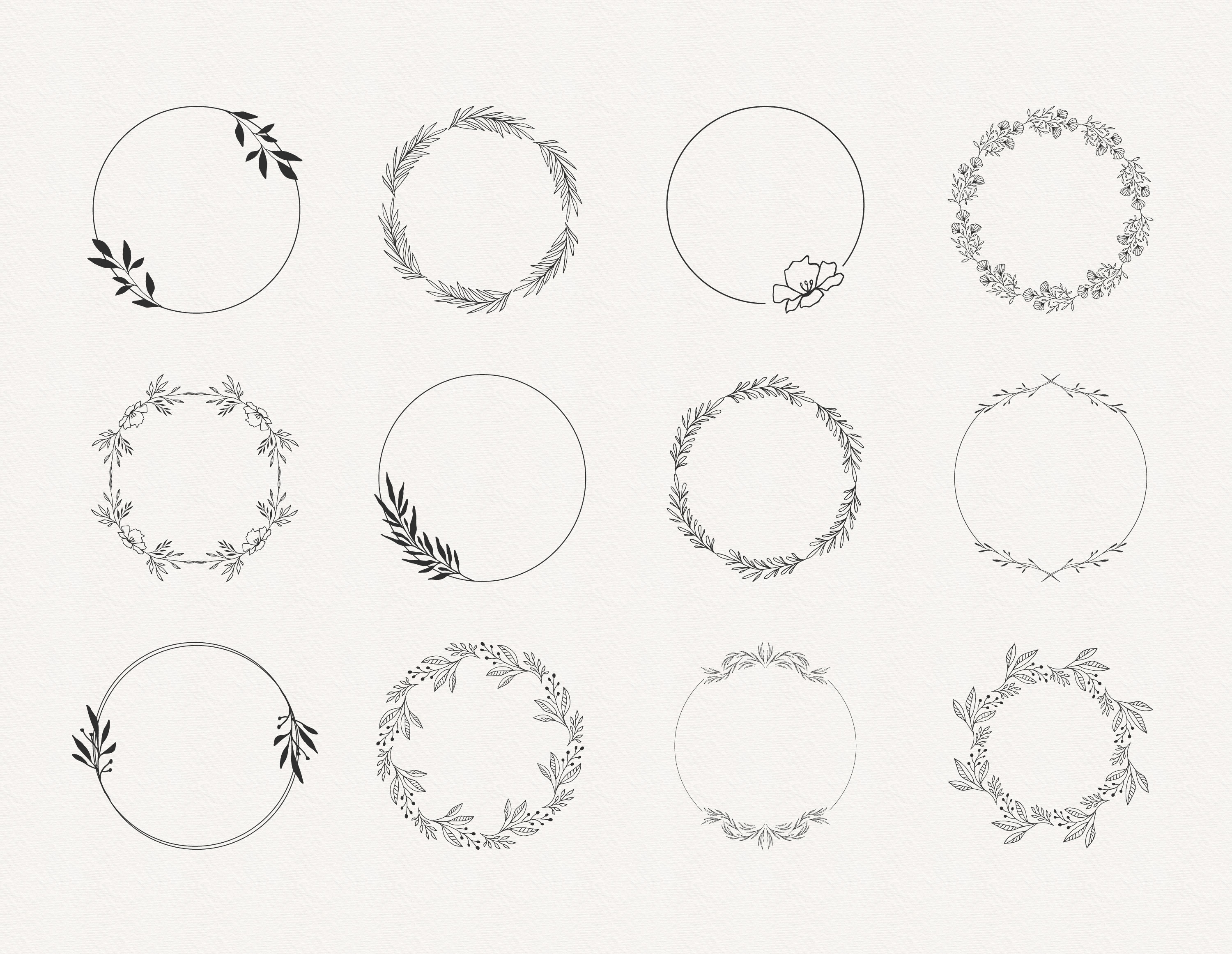 Set of 36 Circle Floral Frames. Elegant Monograms With Nature | Etsy