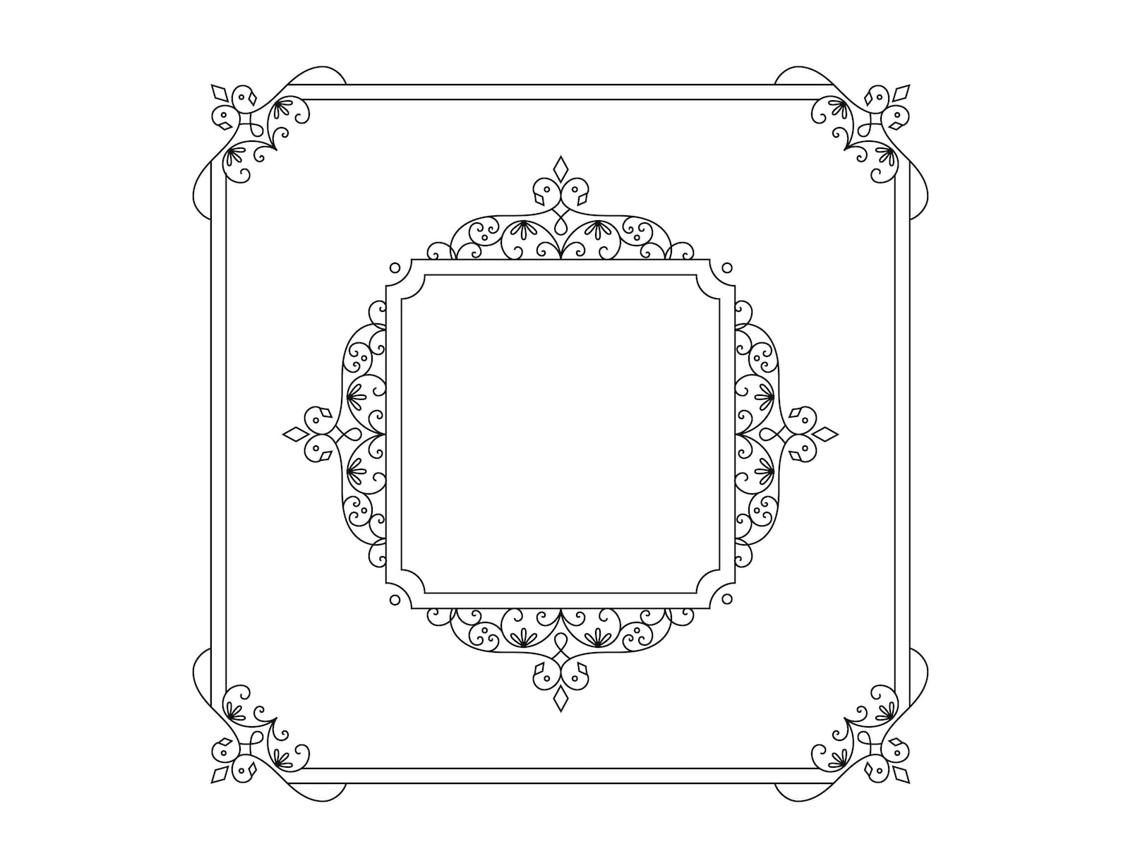 Vintage Square Frame Svg. Retro Borders With Flourish Design. | Etsy