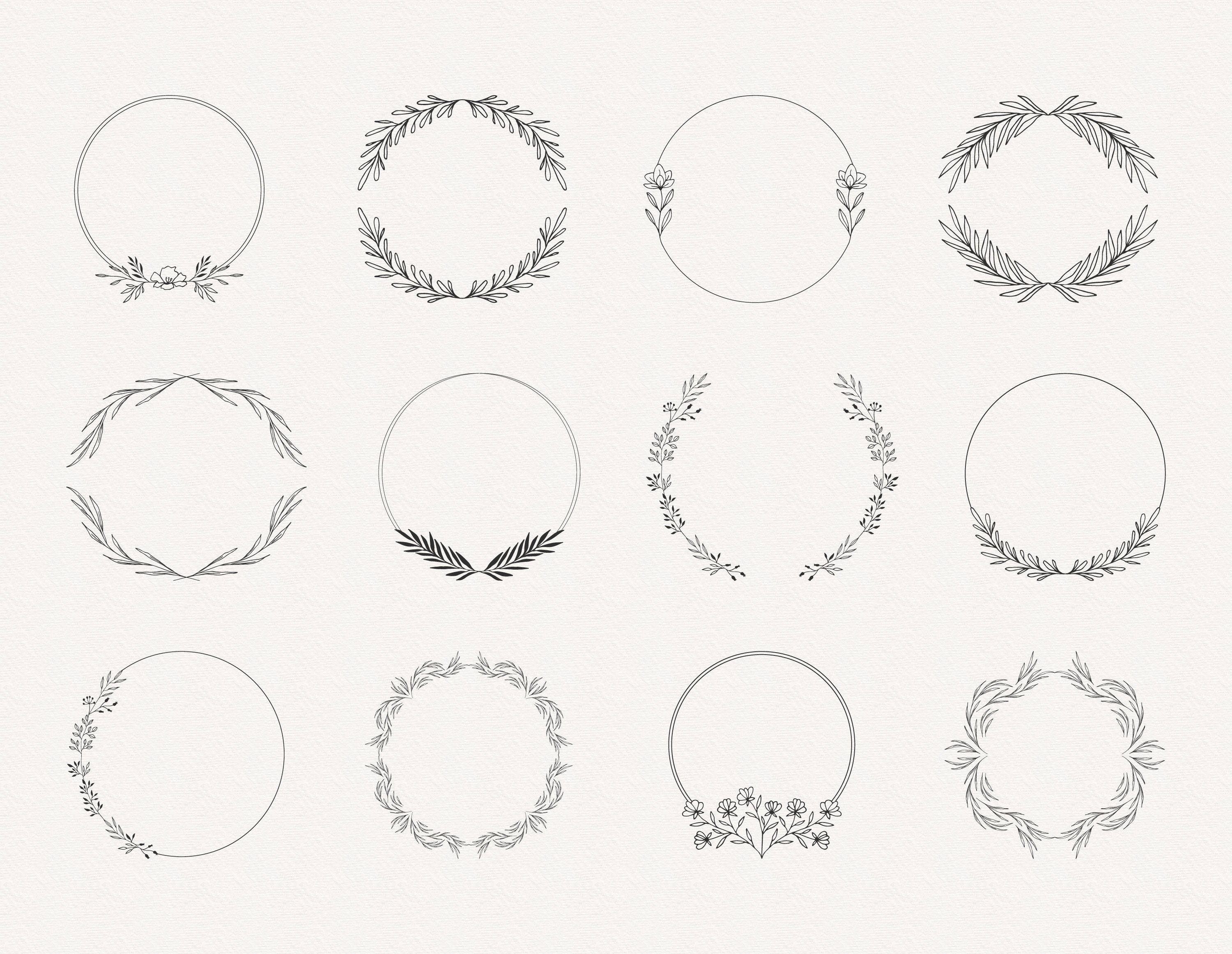 Set of 36 Circle Floral Frames. Elegant Monograms With Nature | Etsy