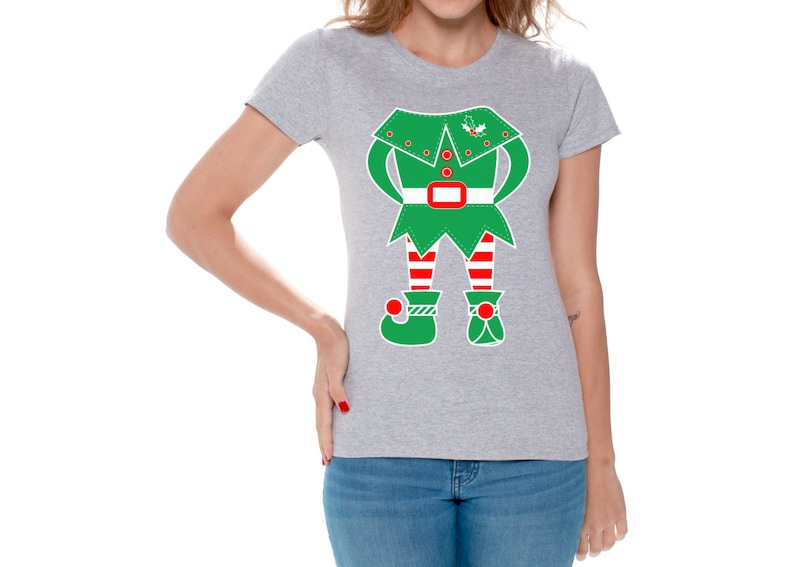 Elf Costume Holiday Shirts for Women Tacky Christmas Tshirts for Women ...