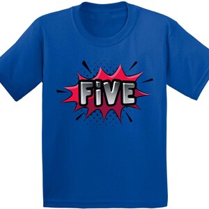 Five Pop Art Youth Shirt. 5 Year Old Birthday Shirt. Comic Birthday ...