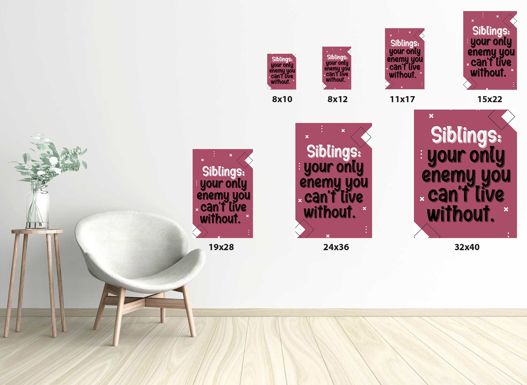 Ironic Poster Siblings Your Only Enemy Funny Sarcasm Wall Quotes Decor ...