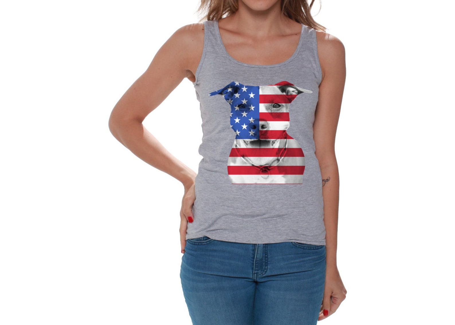 American Flag Pitbull Tank Top. America Shirts for Women. USA Tank Top ...