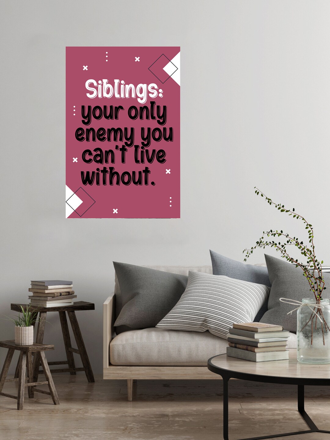 Ironic Poster Siblings Your Only Enemy Funny Sarcasm Wall Quotes Decor ...