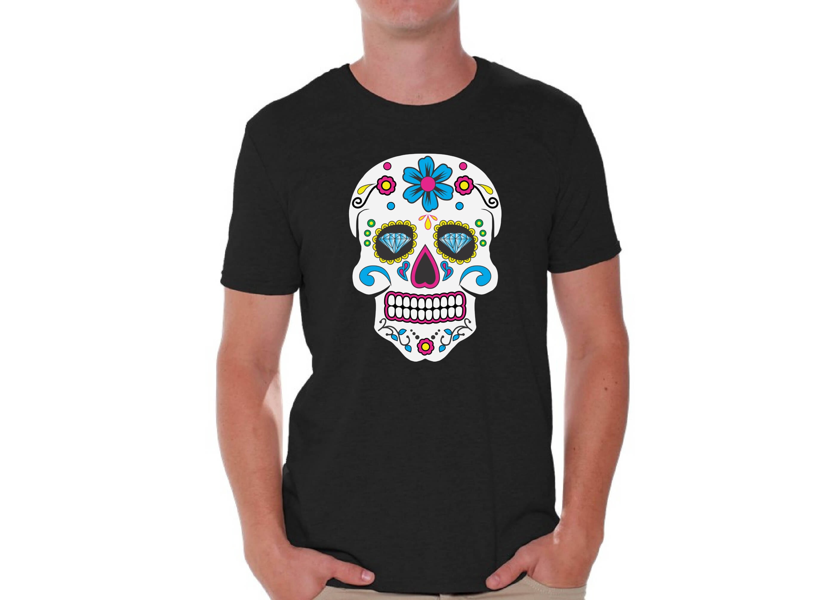 Colorful Skull Shirt T Shirts for Men Shirts Tshirts Tops Tees Floral ...