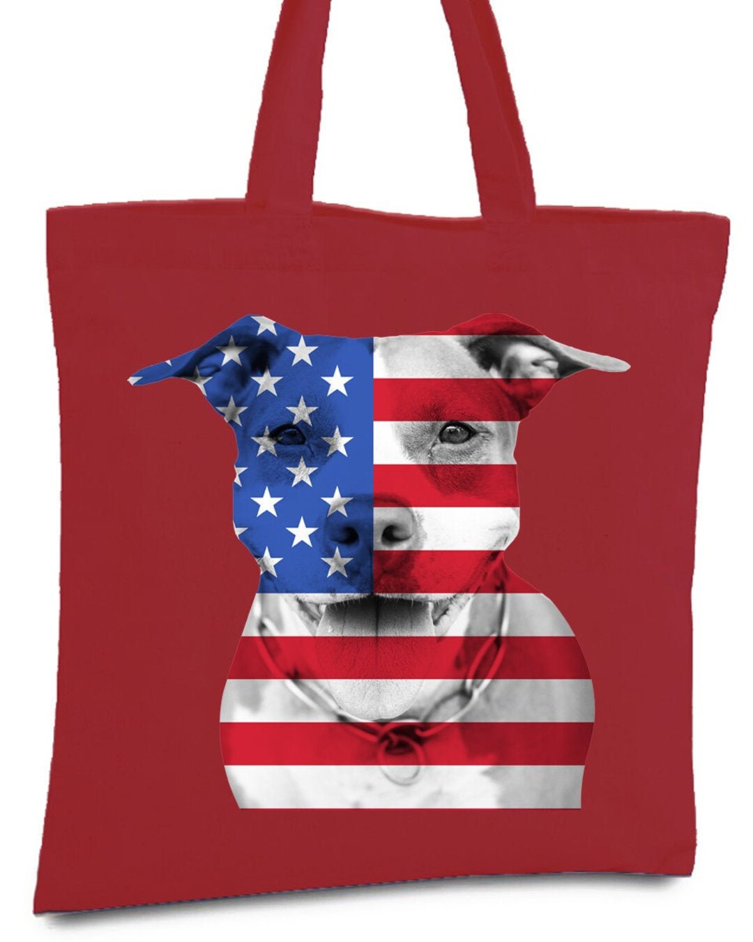 American Flag Pitbull Tote Bag Cute Patriotic Pitbull Bag for Dog ...