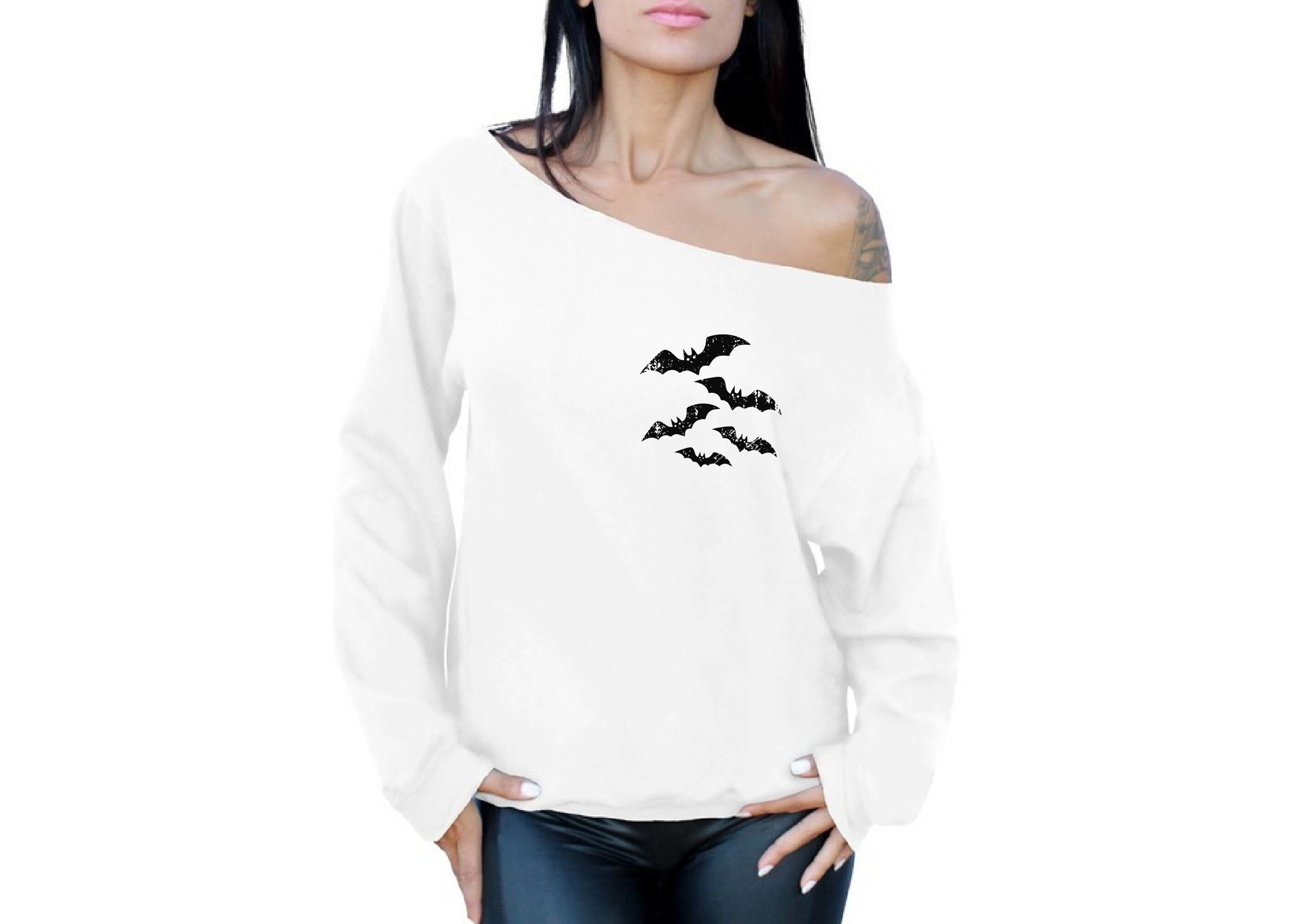 Bat Costume off the Shoulder Sweatshirt. Women's Halloween | Etsy