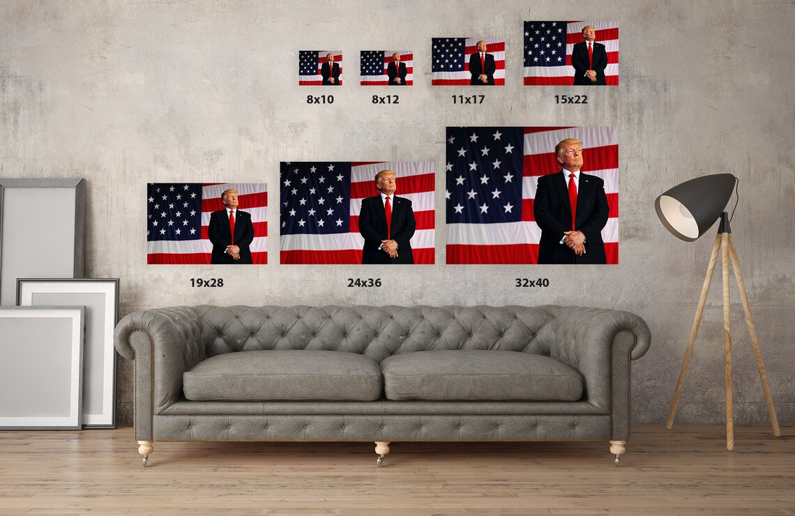 Donald Trump Poster Photo Portrait. American Flag Patriotic | Etsy
