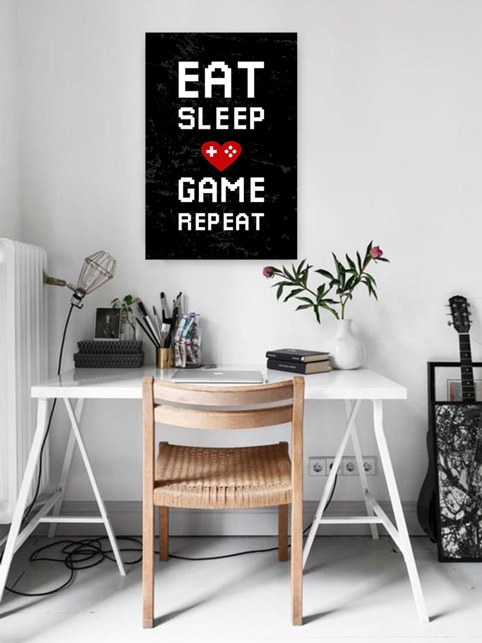 Gamer Metal Print Wall Art Eat Sleep Game Repeat Home Decor | Etsy