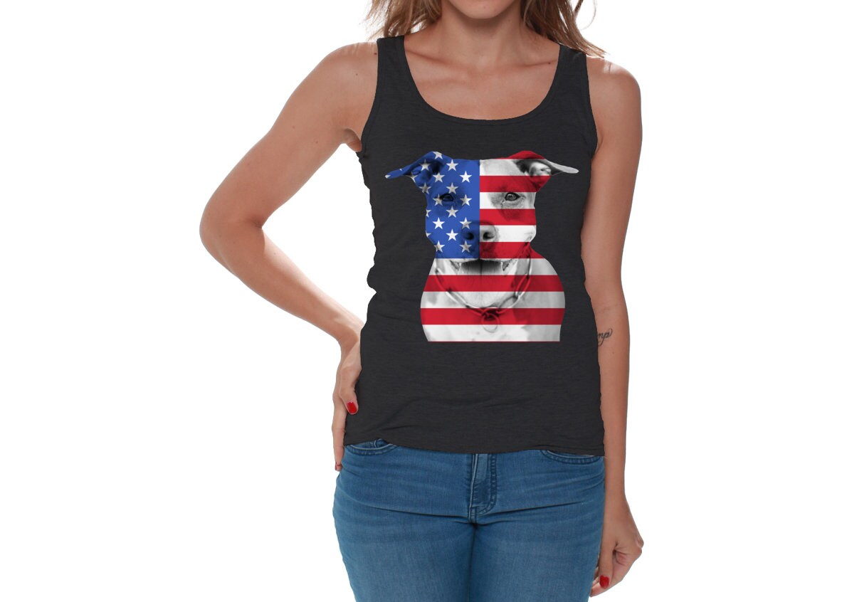 American Flag Pitbull Tank Top. America Shirts for Women. USA Tank Top ...