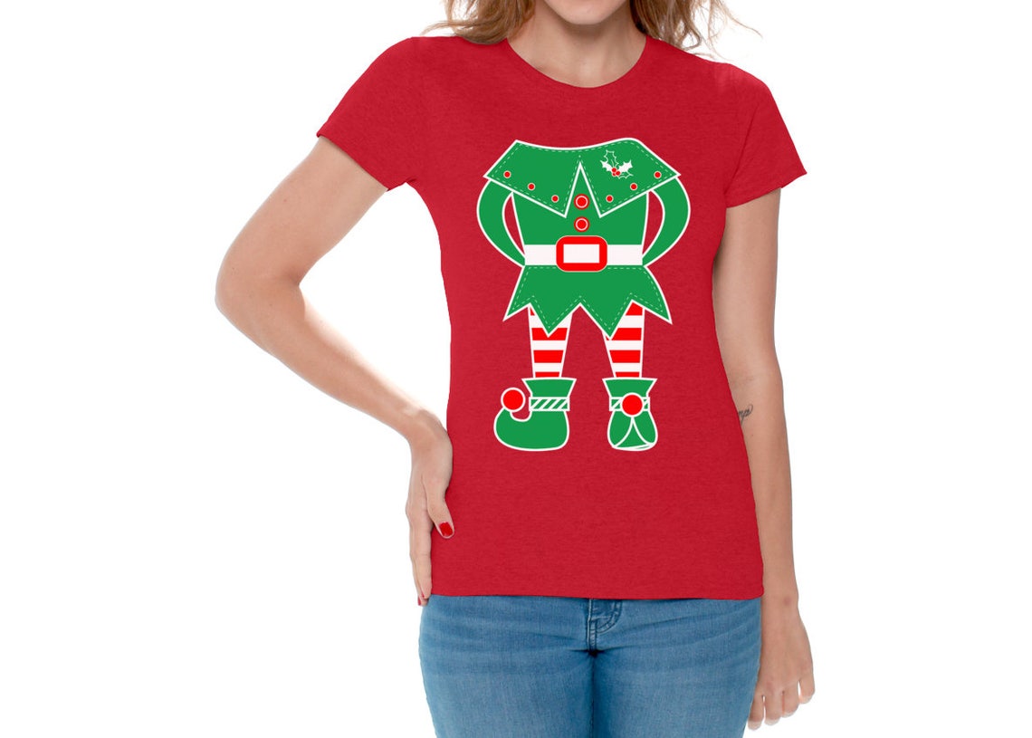 Elf Costume Holiday Shirts for Women Tacky Christmas Tshirts for Women ...