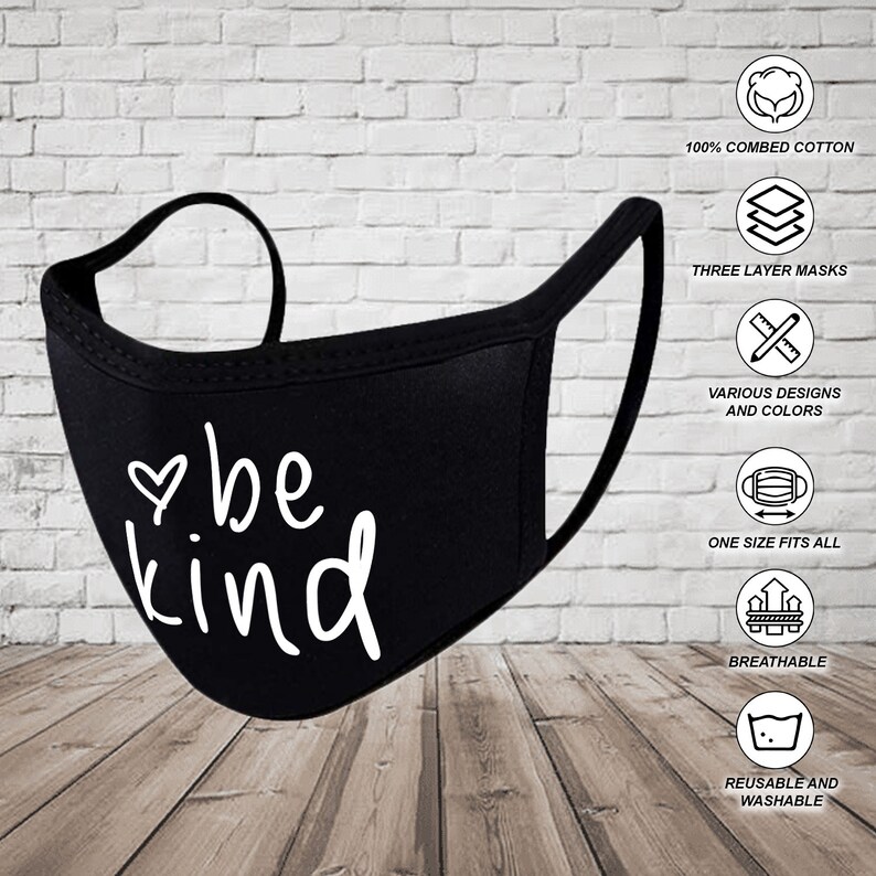 Be Kind Face Mask Be Human Face Mask Cute Little Kindness | Etsy