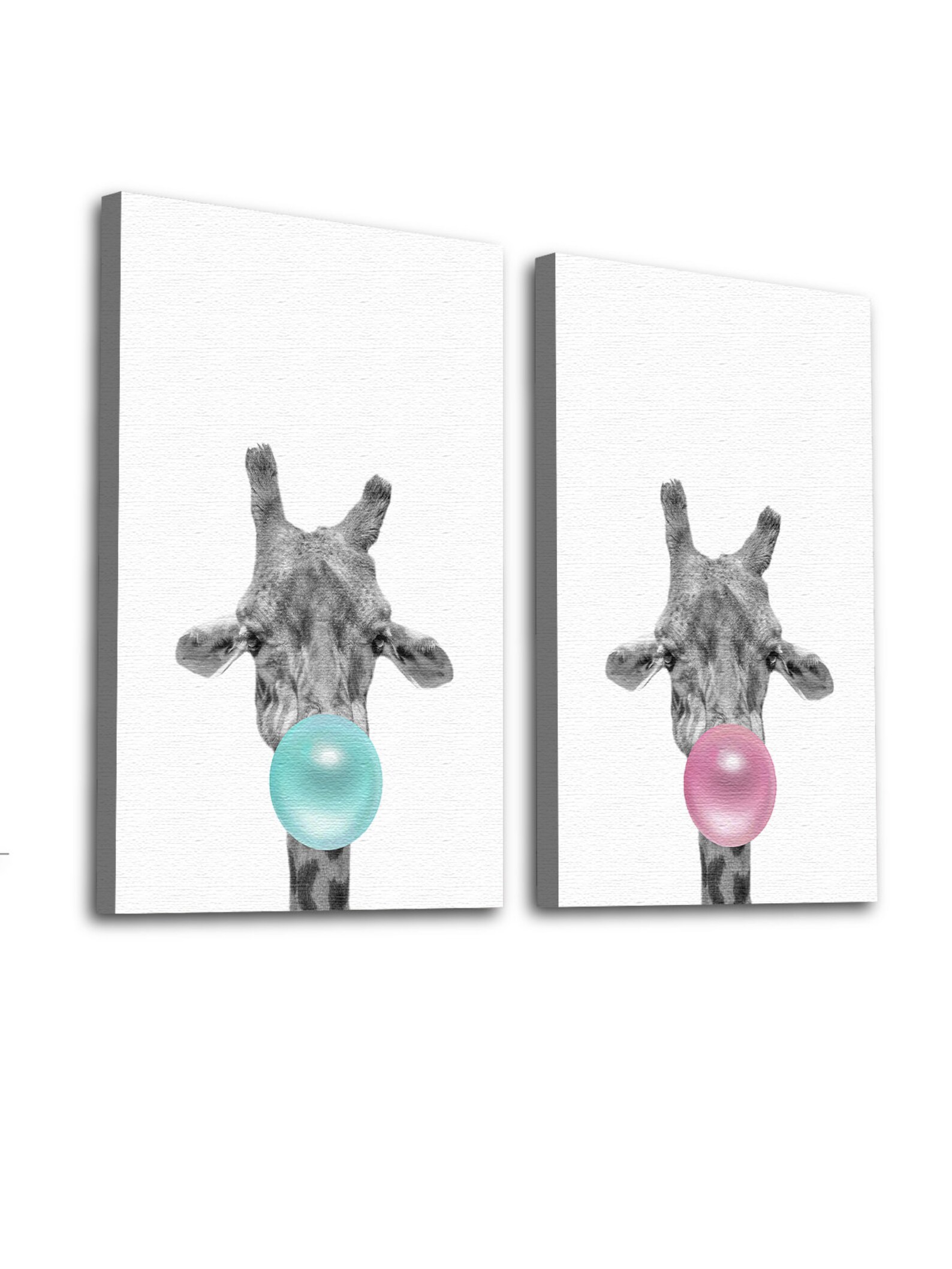 Giraffe Blowing Bubble Canvas. Bubble Gum Canvas Art. Giraffe Art ...
