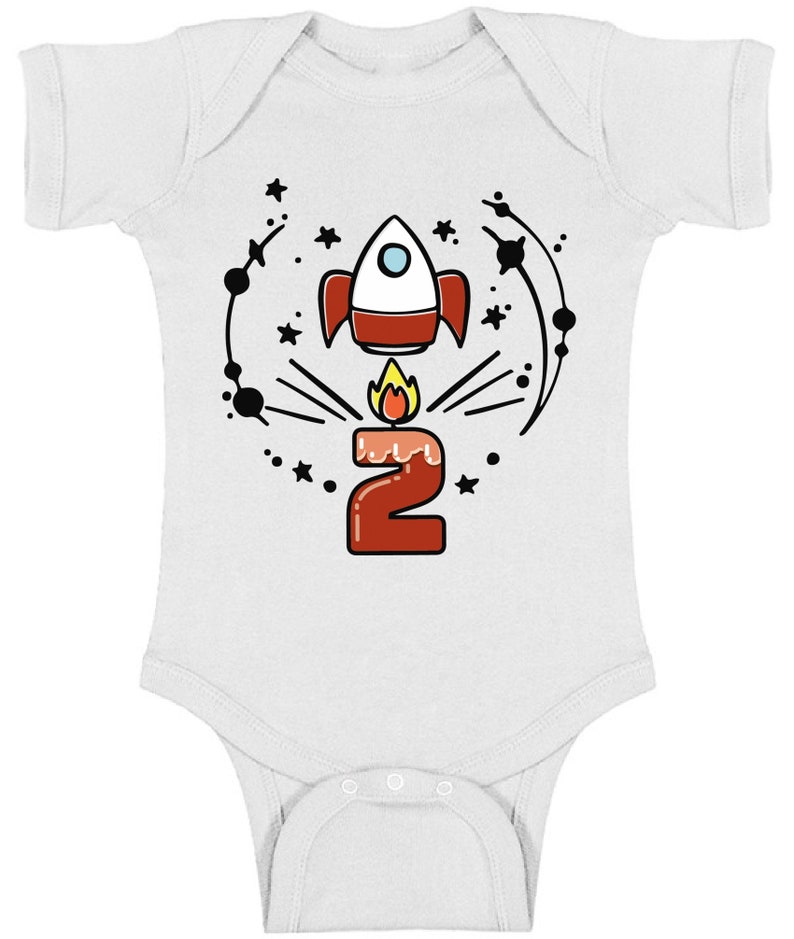 Spaceship Baby Bodysuit Short Sleeve. Rocket Birthday Outfit for 2 Year ...