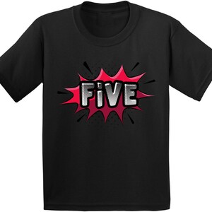 Five Pop Art Youth Shirt. 5 Year Old Birthday Shirt. Comic Birthday ...