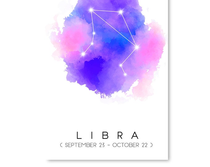 Zodiac Sign Map Libra Poster Zodiac Star Map Art Unique Gift for ...