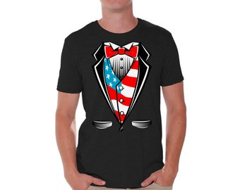 ELEPHIELD 4th of July USA Patriotic Tuxedo Men's T-shirt - Etsy