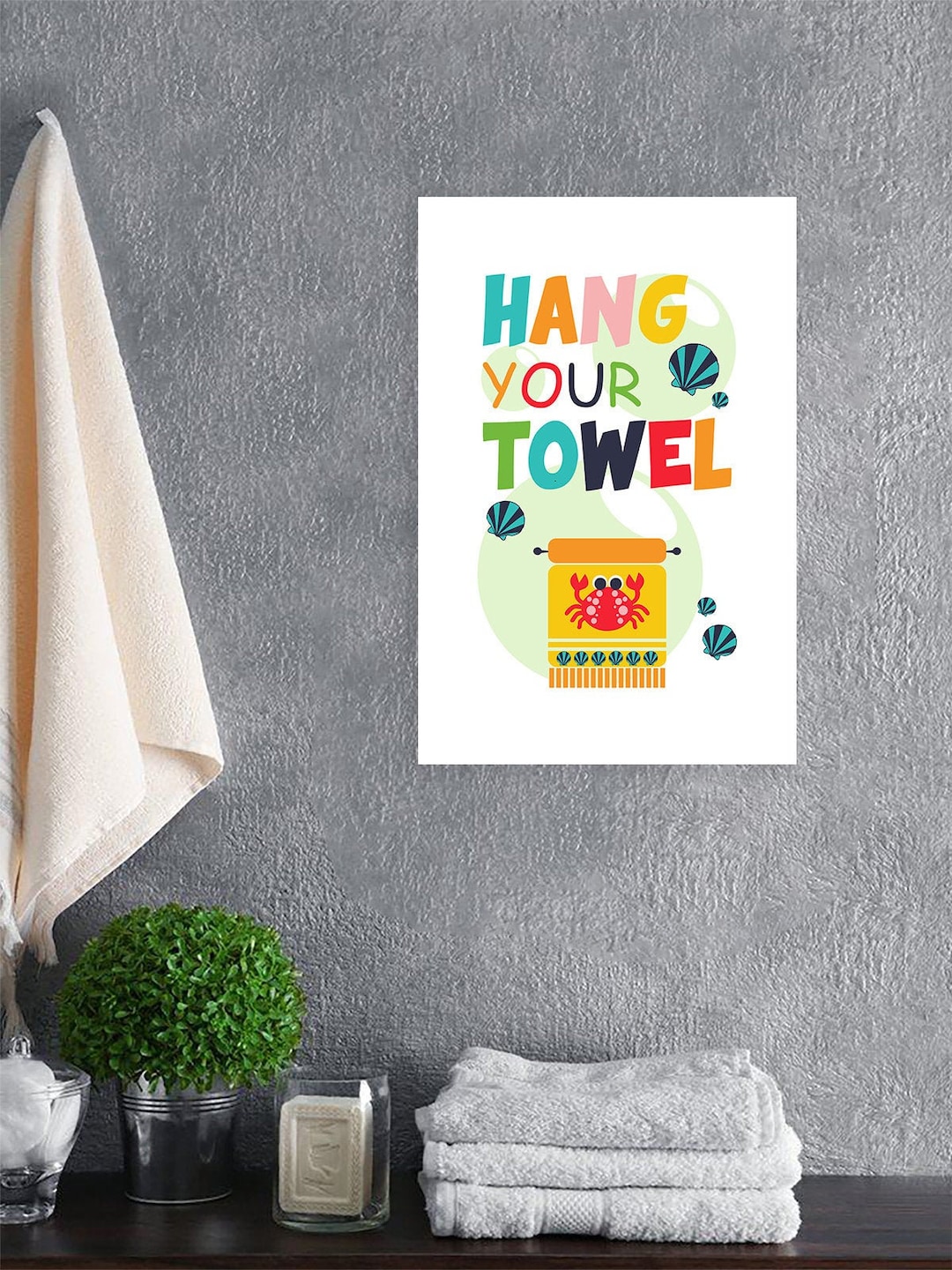 Hang Your Towel Art for Children. Hang Your Towel Poster. Colorful Art ...