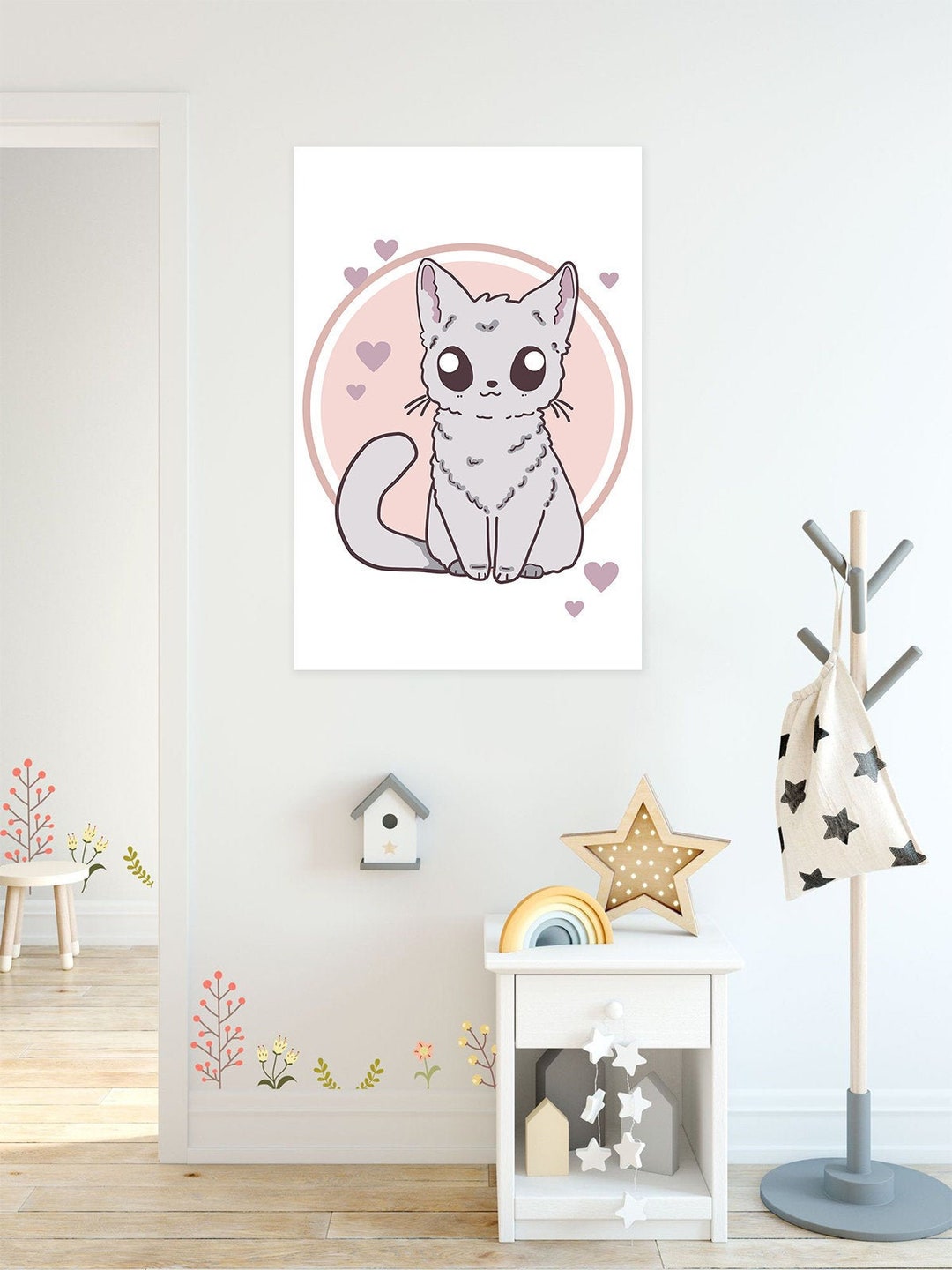 Animals Kawaii Funny Wall Decor Cute Cat Poster for Kids Boys Girls ...