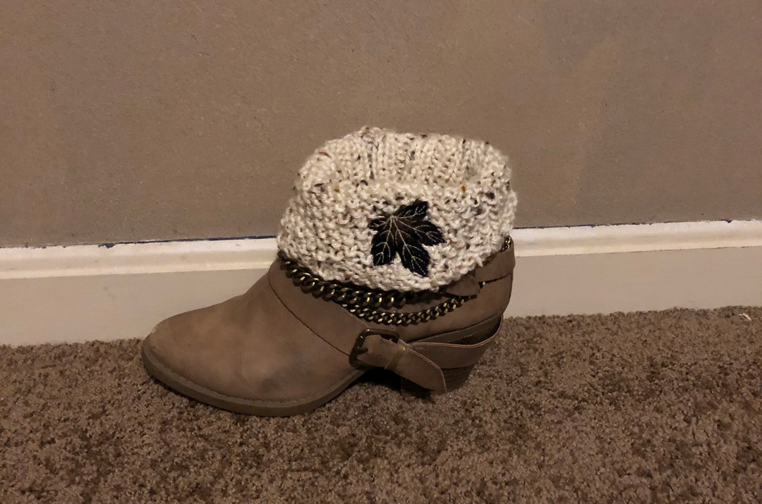 Fall Autumn Leaf Embroidered Brown Boot Cuff - Etsy