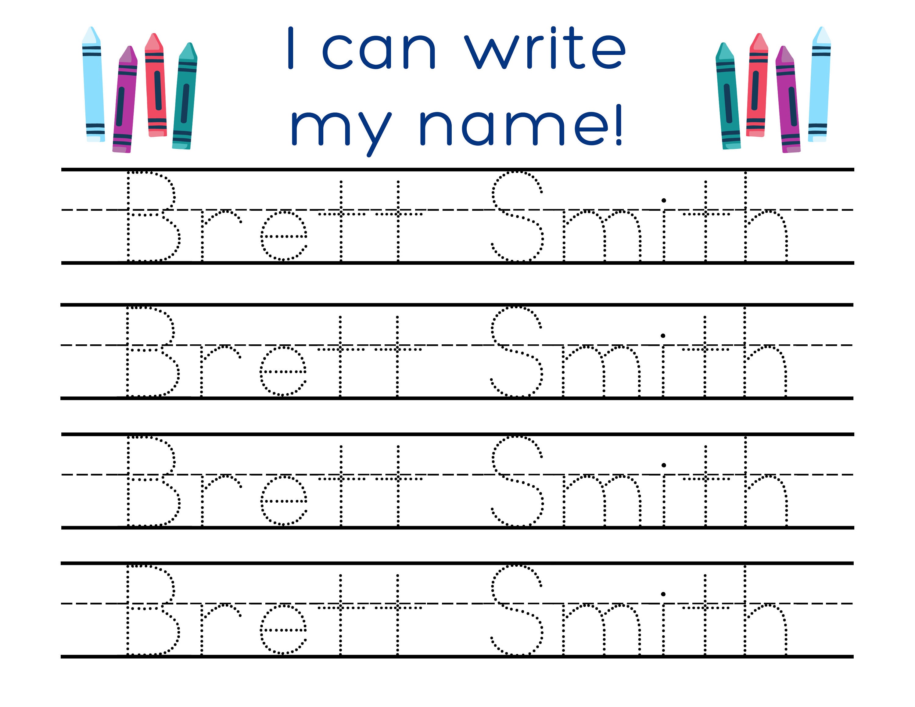 Learn to Write Your Name/practice Writing Worksheet/name Tracing/home ...
