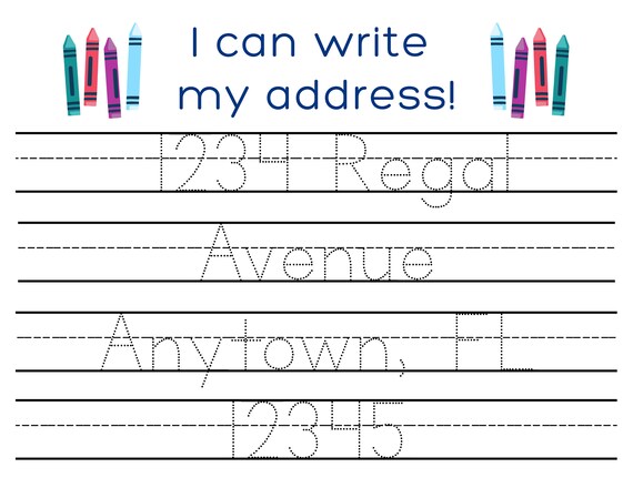 Learn to Write Your Address/practice Writing Worksheet/letter | Etsy