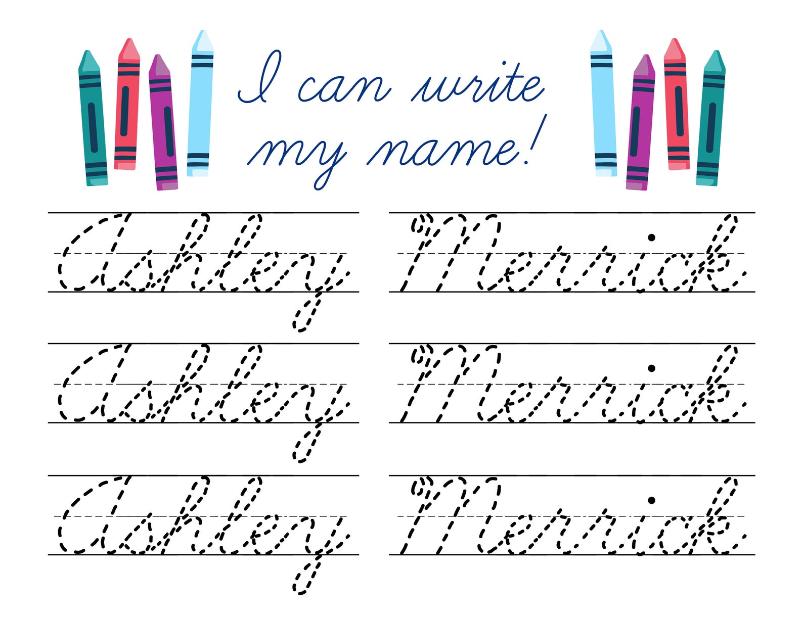 Learn To Write Your Name In Cursive practice Writing Etsy