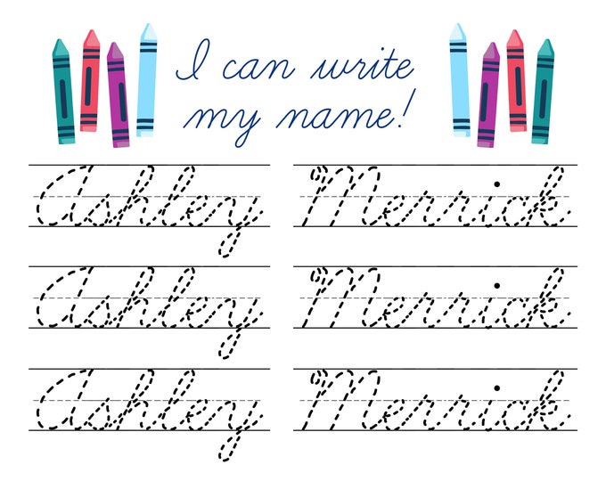 Learn to Write Your Name in Cursive/practice Writing Worksheet/name ...