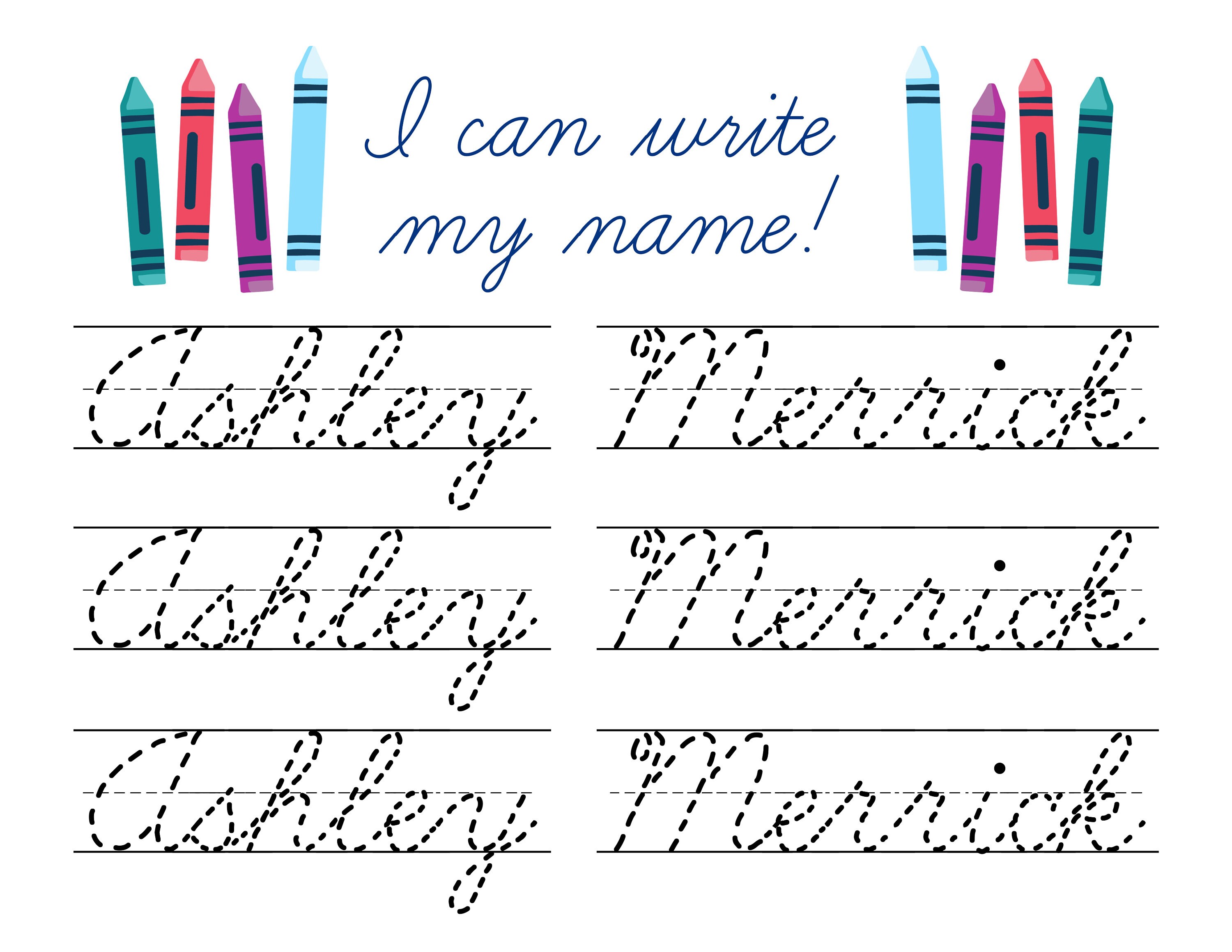 Learn To Write Your Name In Cursive practice Writing Etsy