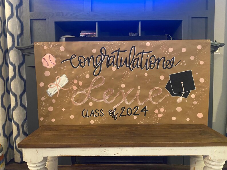 Hand Painted Custom Banner, Graduation Banner - Etsy