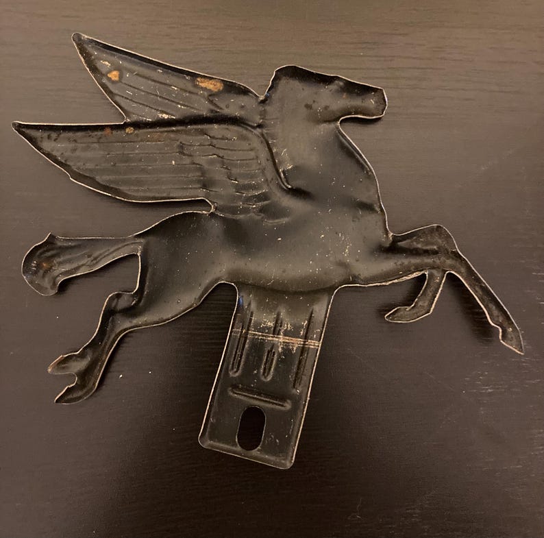 Vintage 1930s Mobil Gas Pegasus License Plate Topper - Etsy