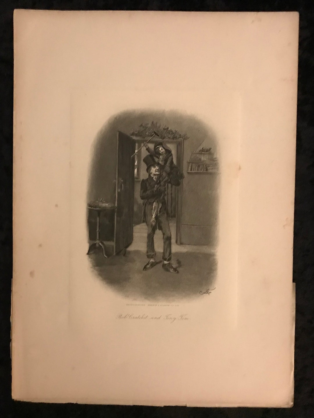 Photogravure Gebbie & Husson Co., Ltd. Print "bob Cratchit and Tiny Tim ...