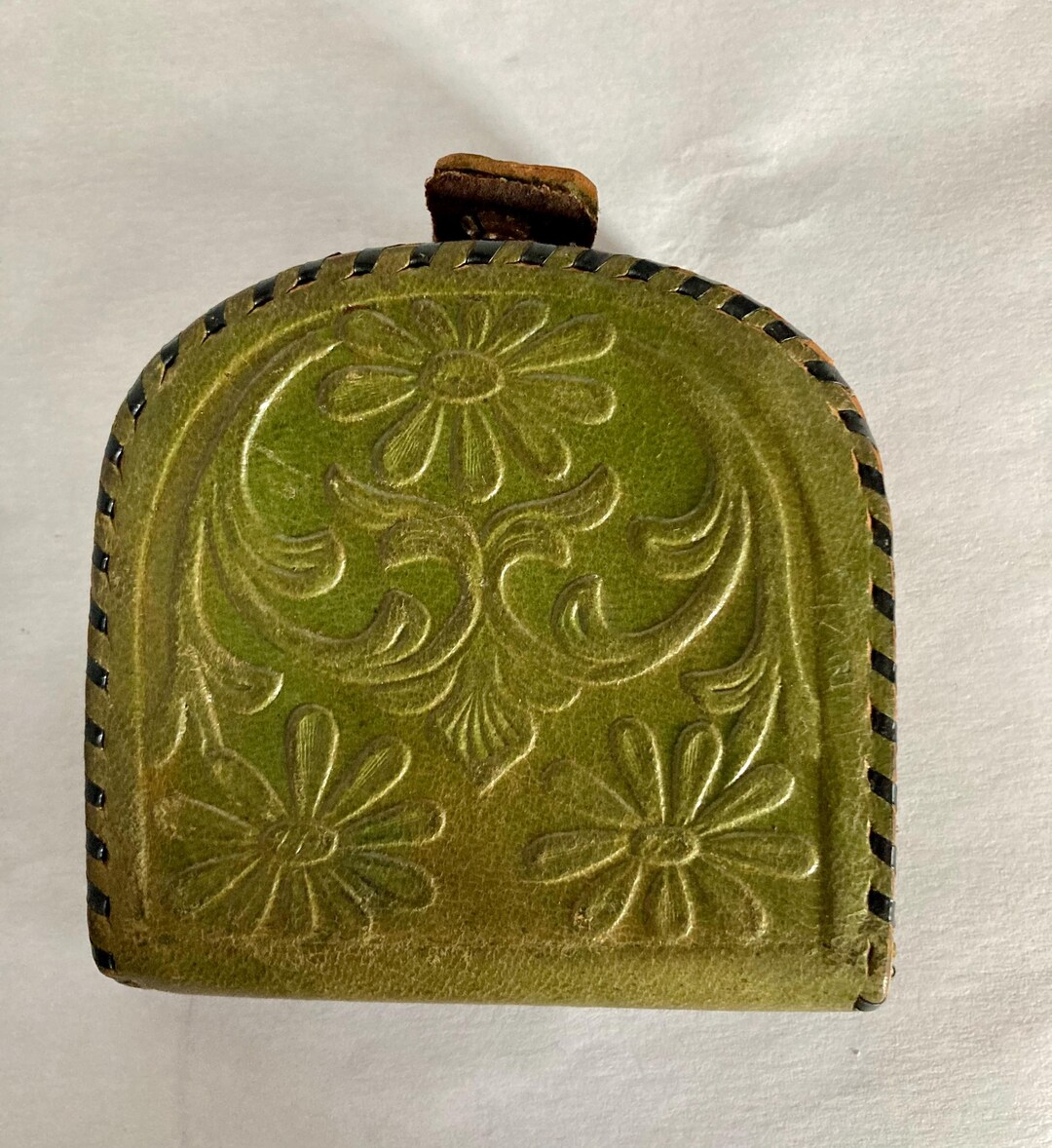 Vintage 1970s Mexican Hand Tooled Coin Purse Green Leather - Etsy