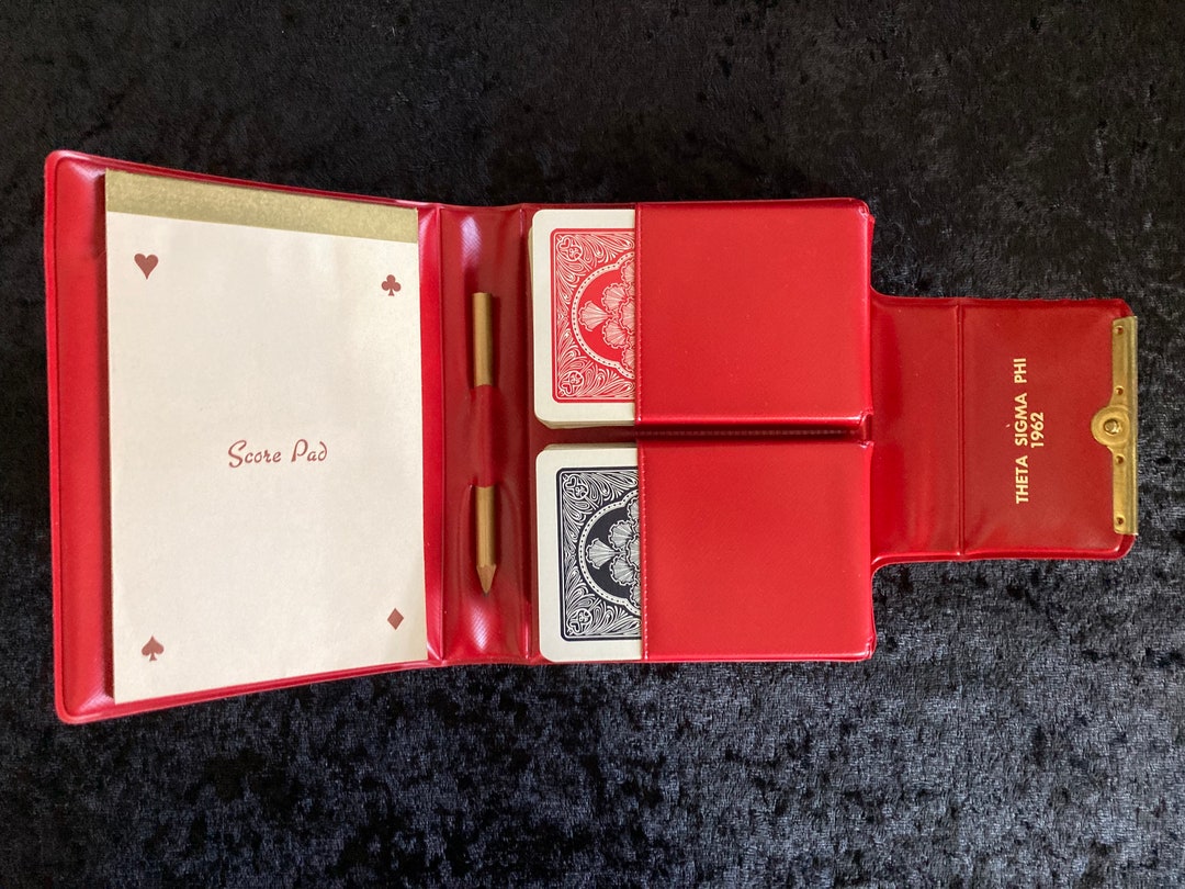Vintage 1962 Theta Sigma Phi Dual Playing Card Set With Score Pad and ...