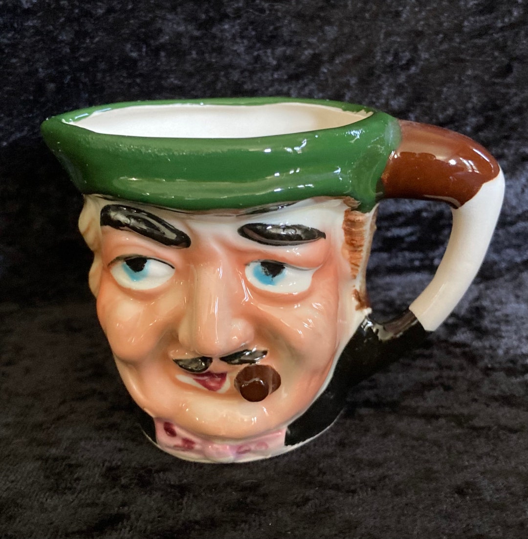 Vintage 1950s Character Pitcher Man With Cigar, Bow Tie and Green Hat ...