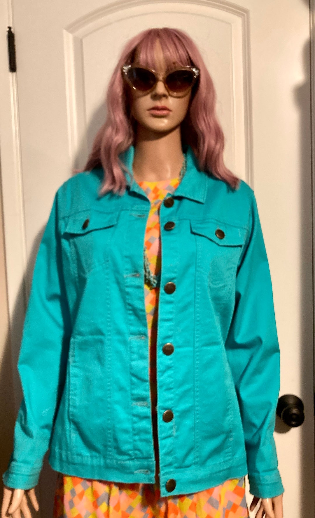 Vintage 1980s Koret Turquoise Denim Jacket - Etsy