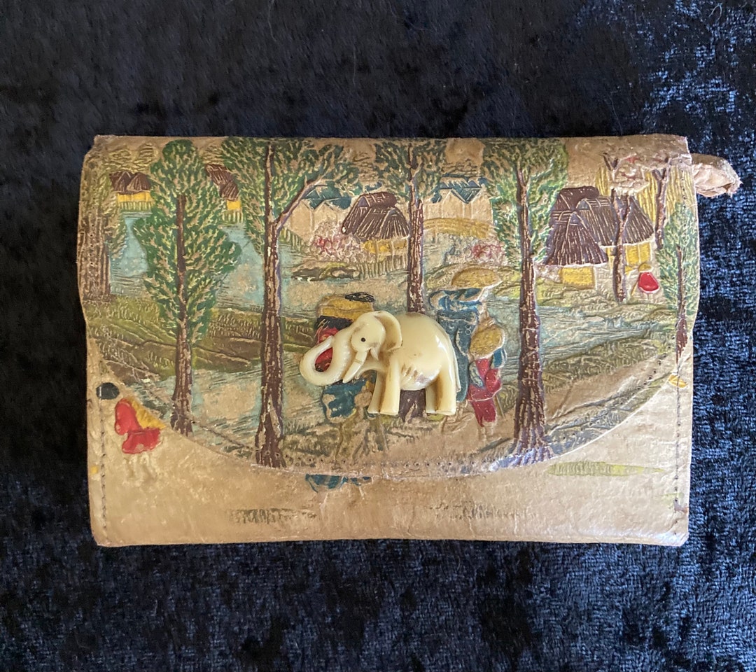 Vintage 1930s Japanese Embossed Leather Wallet With Mirror - Etsy