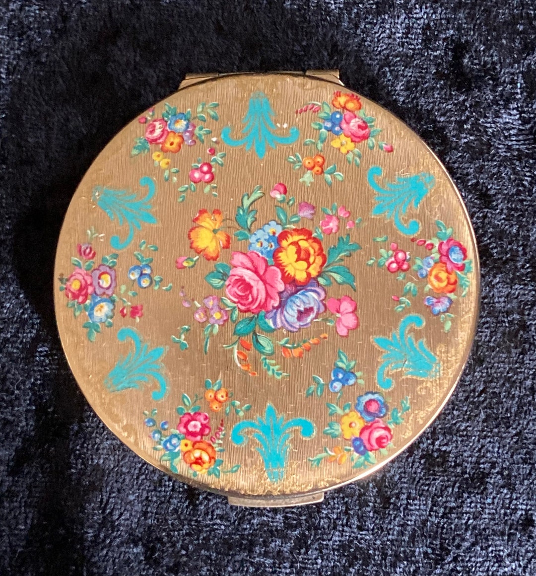 Vintage 1950s Stratton Compact With Bright Roses NOS - Etsy