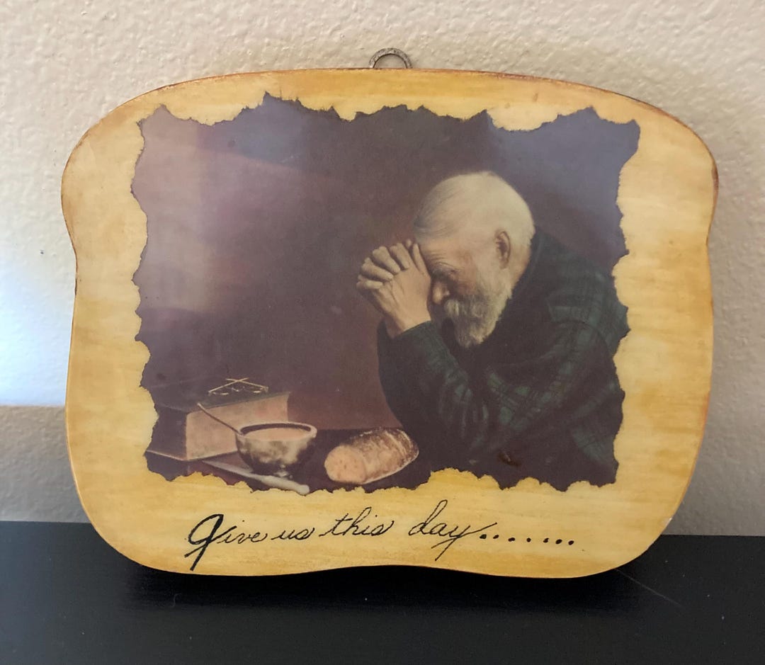 Vintage 1970s Grace by Eric Enstrom Print on Lacquered Wood 7 X 5 1/2 ...