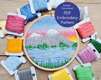 Landscape Hand Embroidery PDF Pattern Digital Instant Download ...
