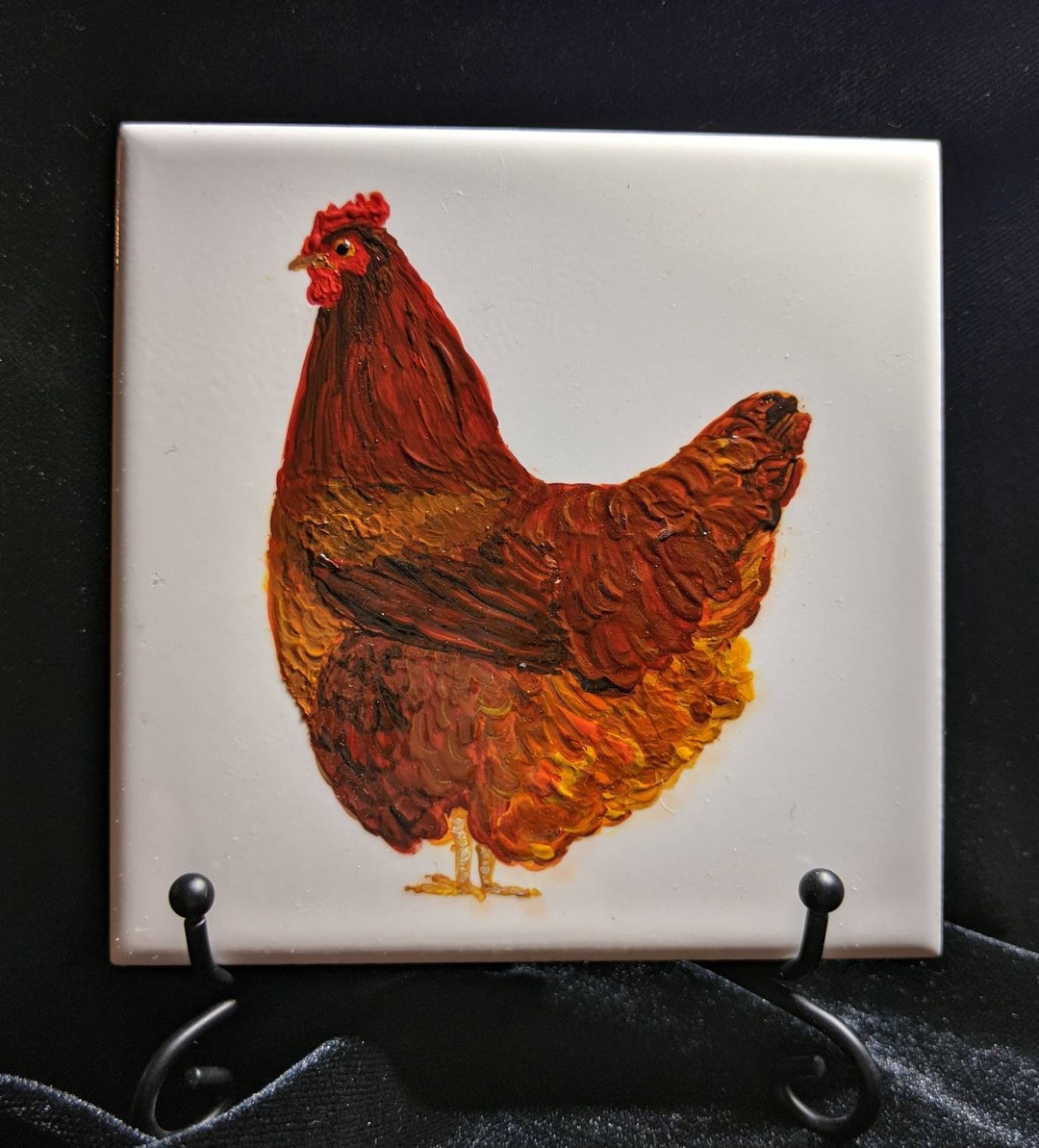 Rhode Island Red Hen, "little Red Hen 1". 4"x 4" Hand-painted Ceramic ...